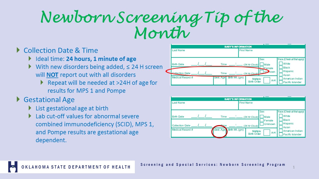 Newborn Screening Tip of the Month: Time of Collection and Gestational Age