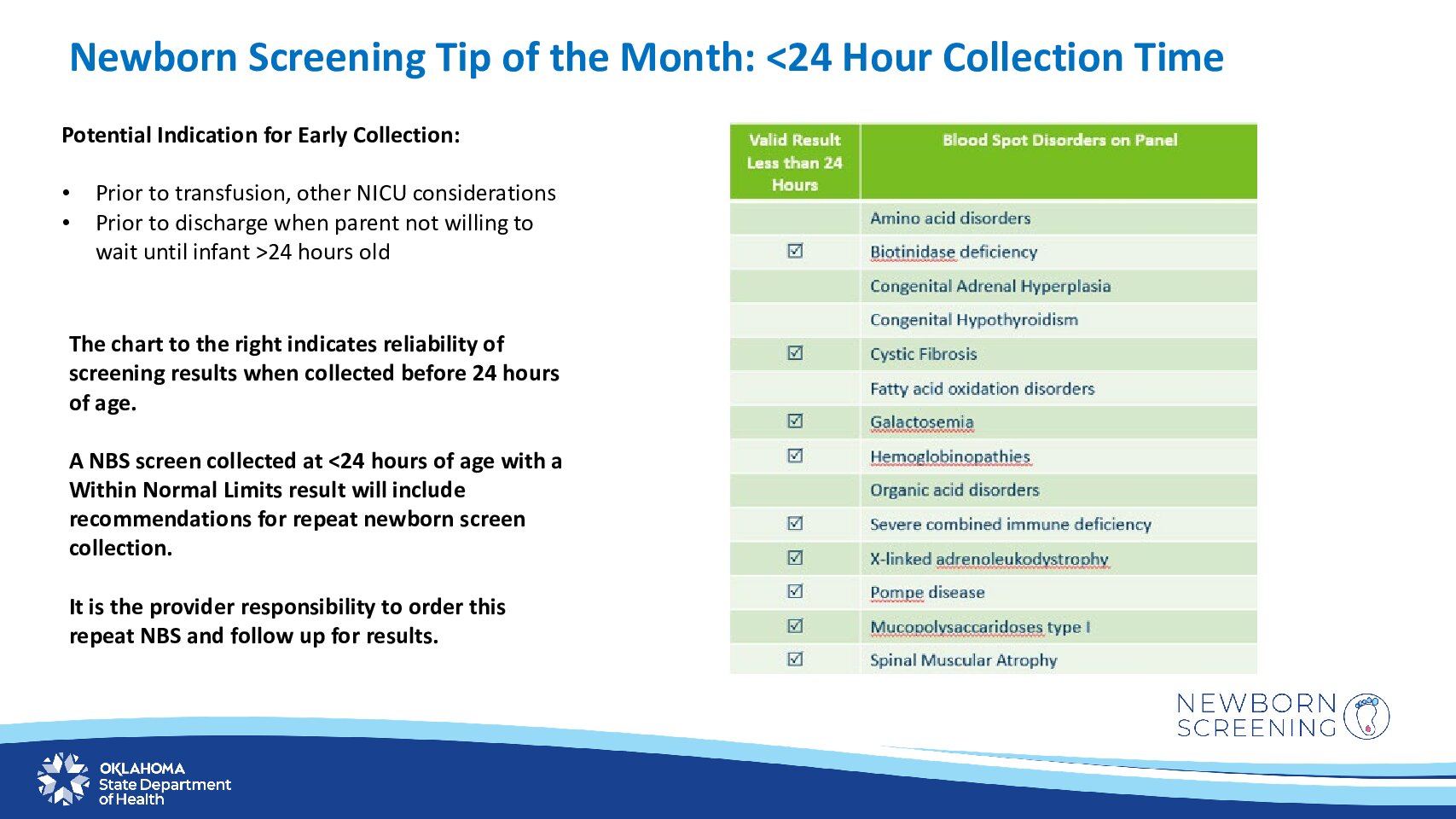 Newborn Screening Tip of the Month: July 2024